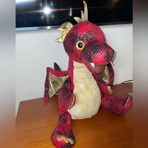 Toys | Hug Me Large Stuffed Dragon 2 Roaring Plush Eyes Light Up Red ...